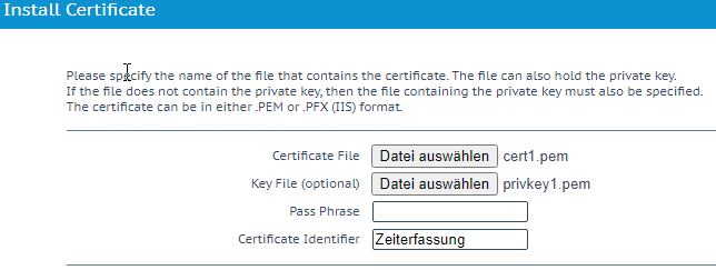 SSL-Zertifikat importieren